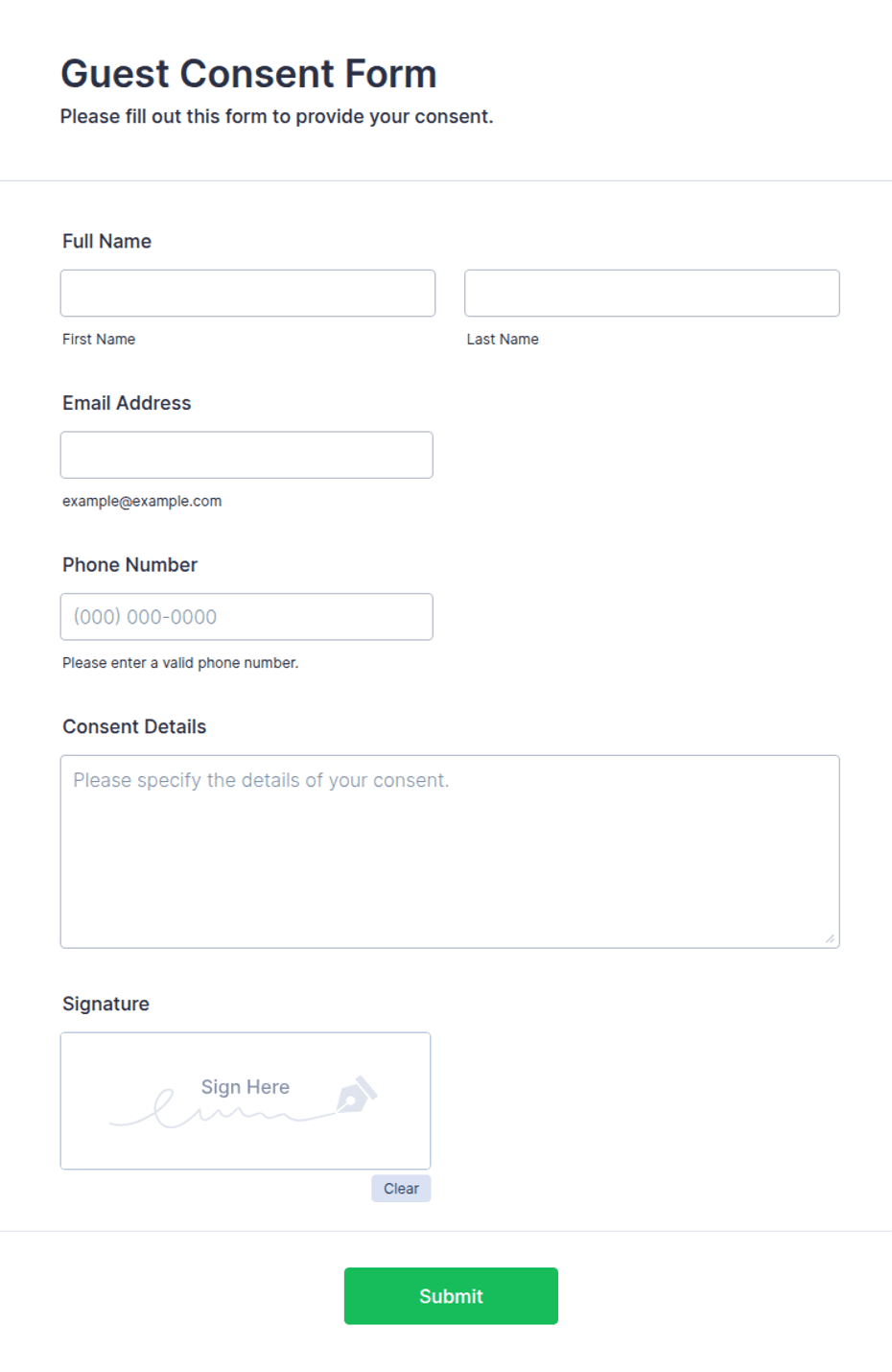 Guest Consent Form Template | Jotform
