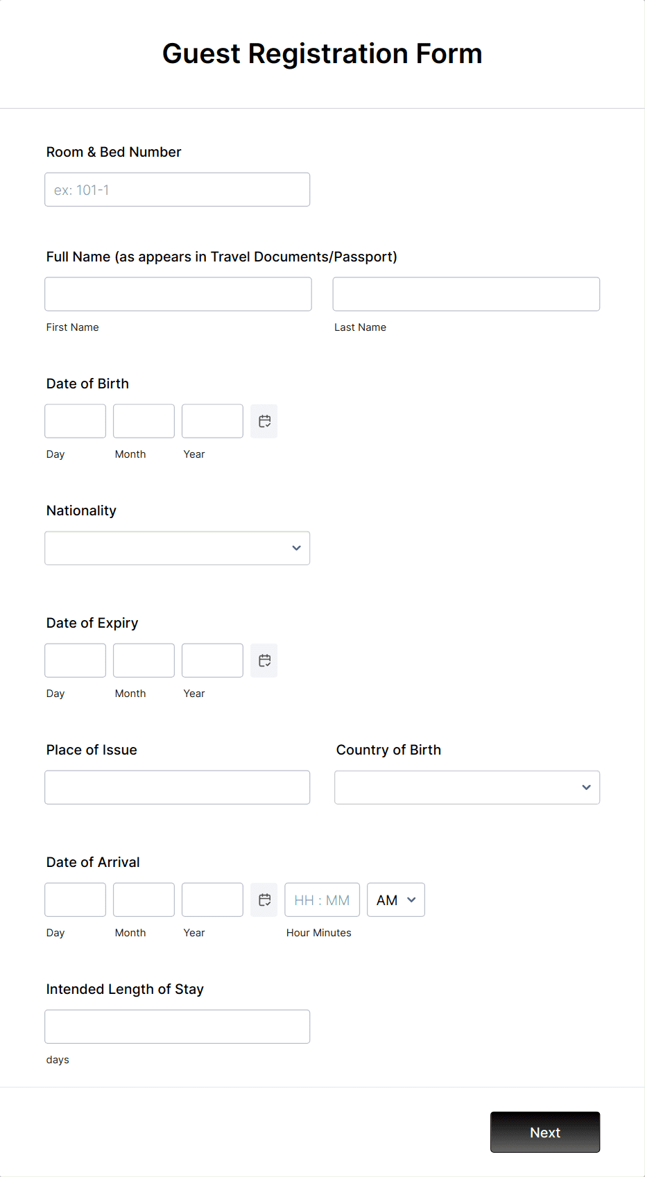 Guest Registration Form Template | Jotform