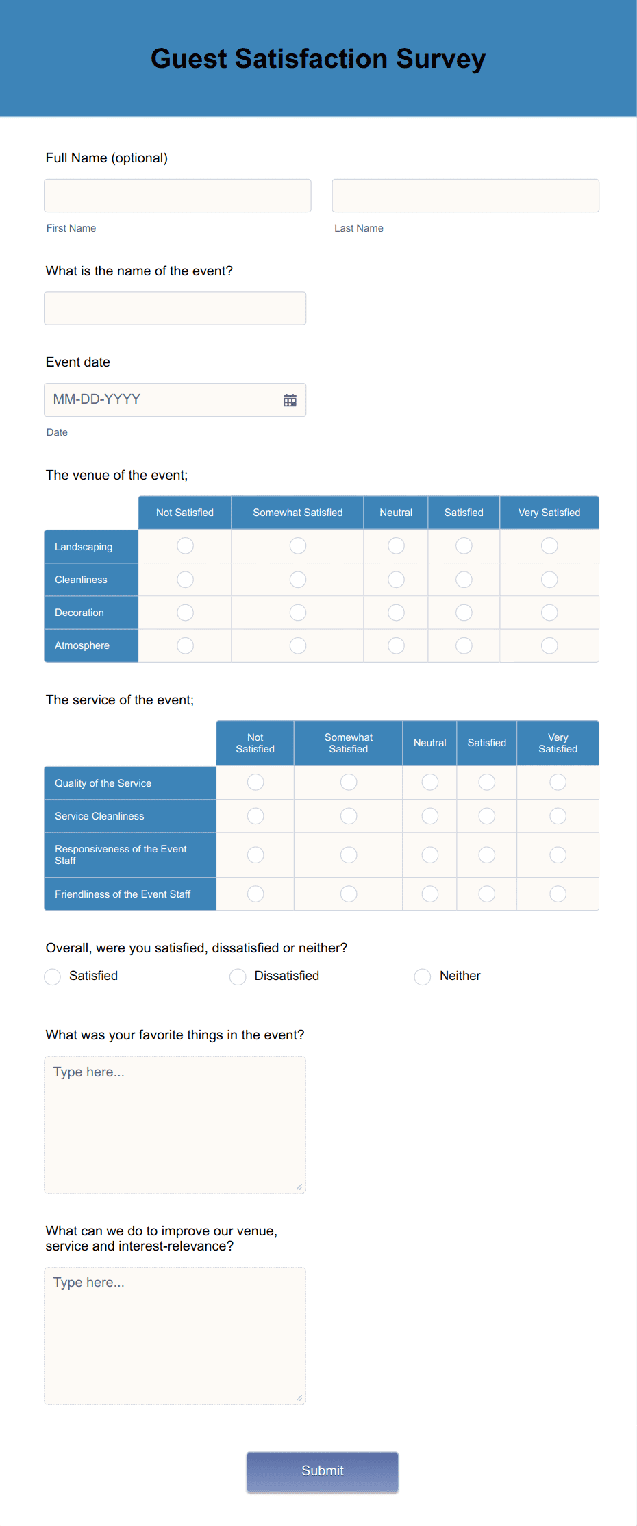 Guest Satisfaction Survey Form Template | Jotform