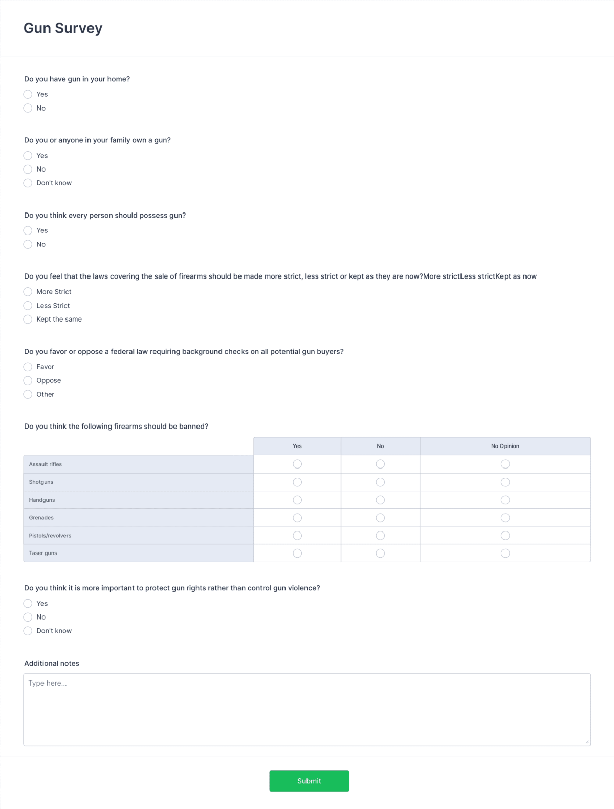 Gun Survey Form Template | Jotform