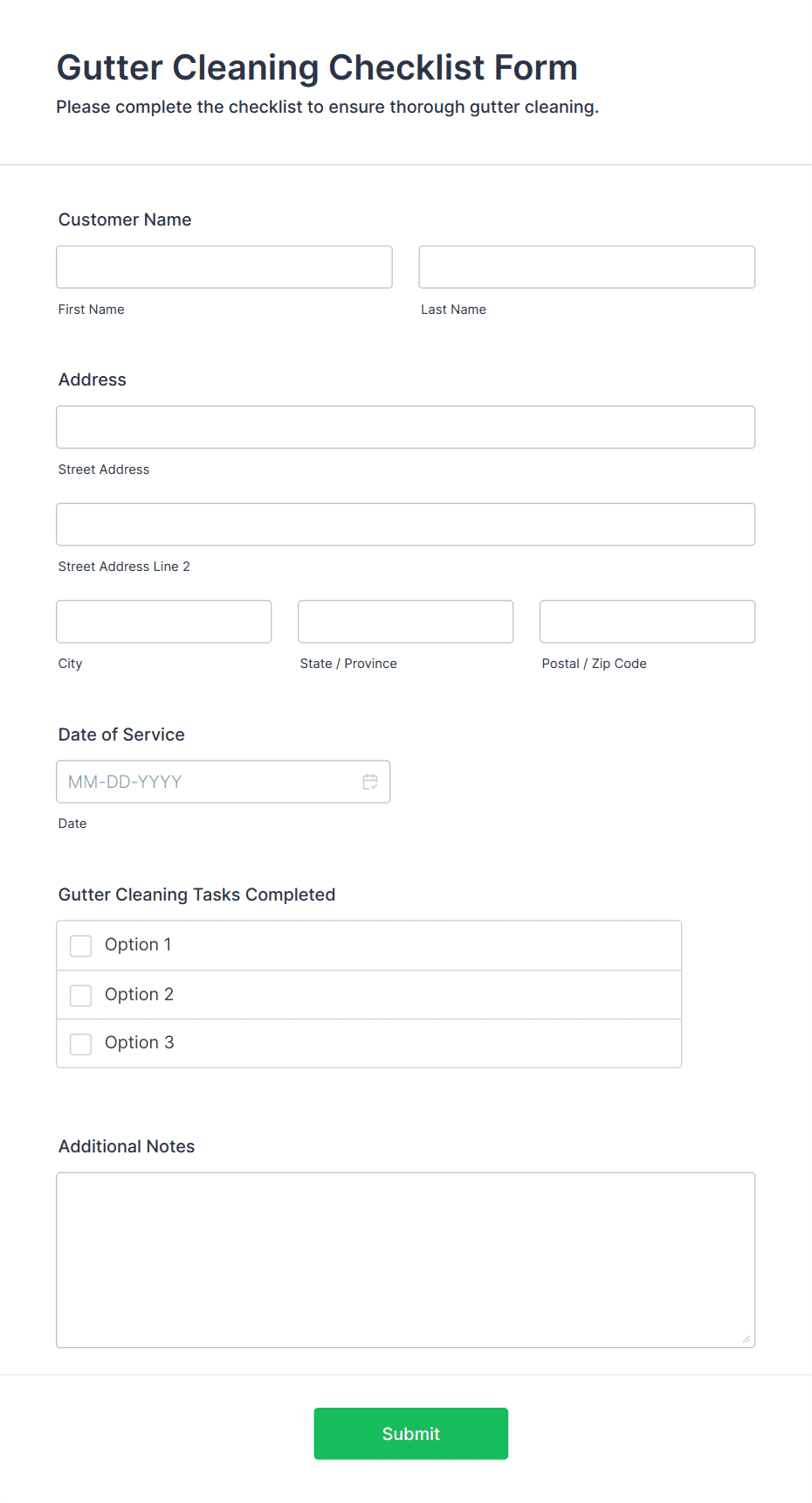 Gutter Cleaning Checklist Form Template | Jotform