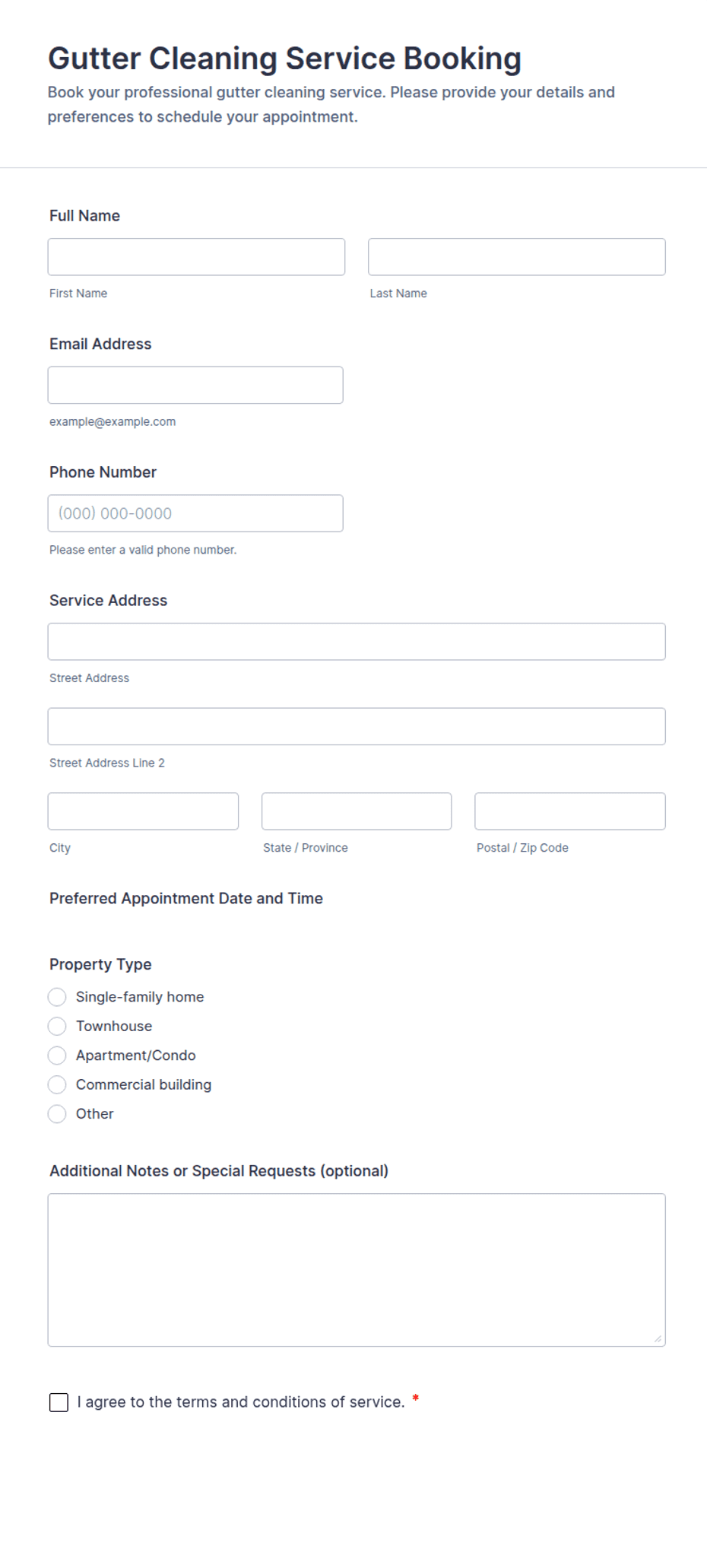 Gutter Cleaning Service Booking Form Template | Jotform