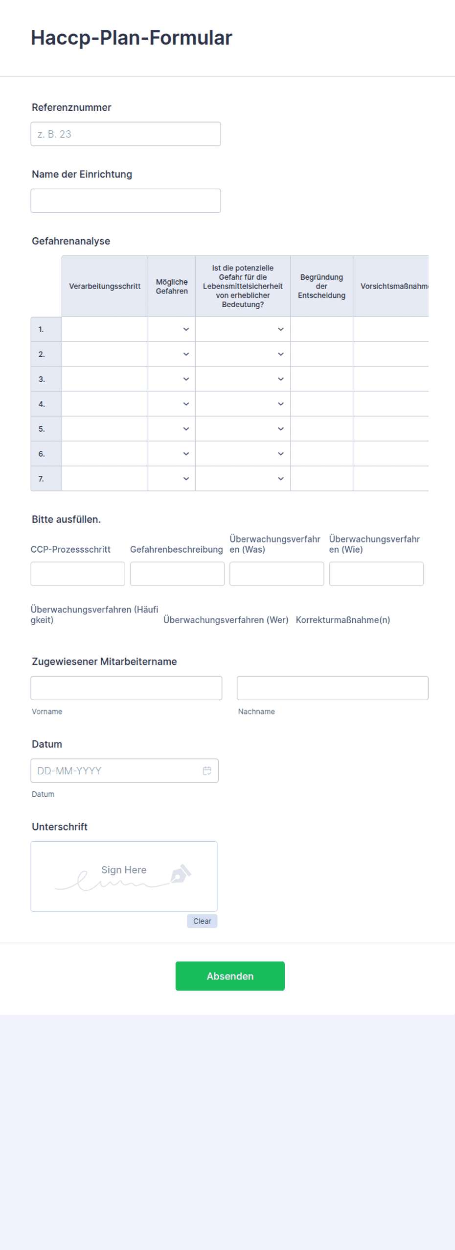 Haccp-Plan-Formular | Jotform
