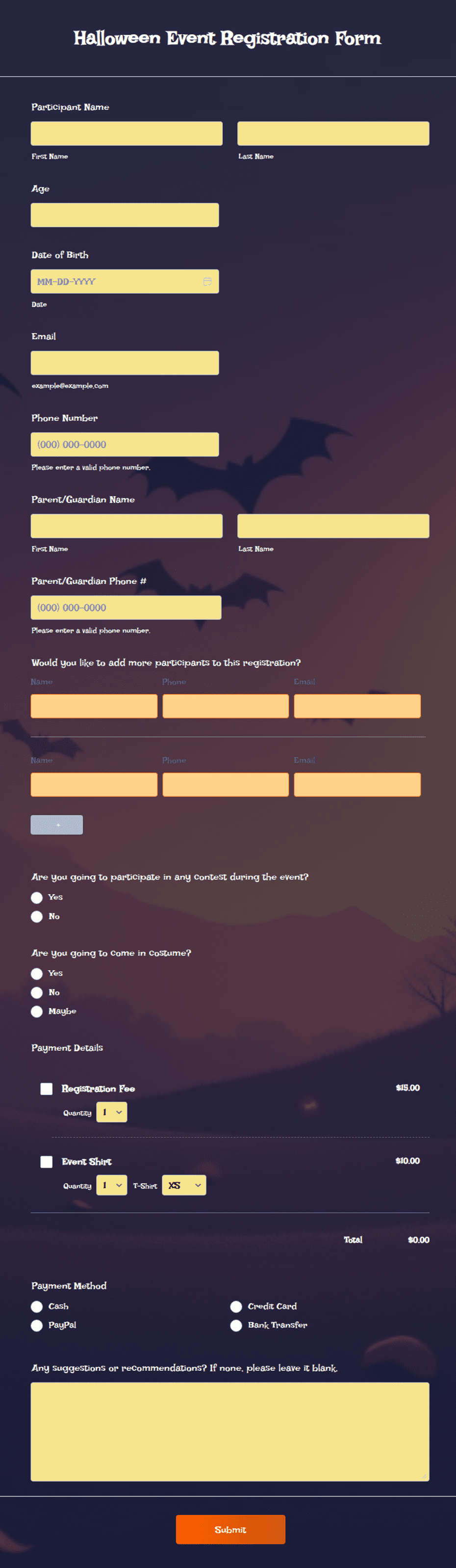 Halloween Event Registration Form Template | Jotform