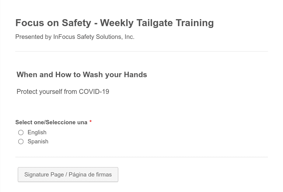 Hand Washing Training Form Template | Jotform