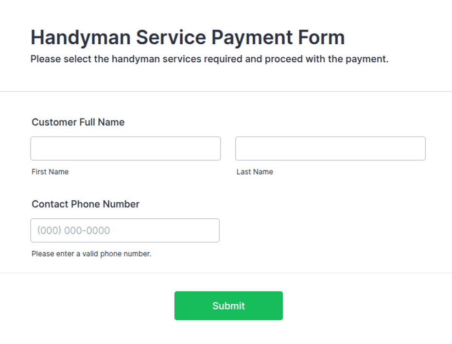 Handyman Service Payment Form Template | Jotform