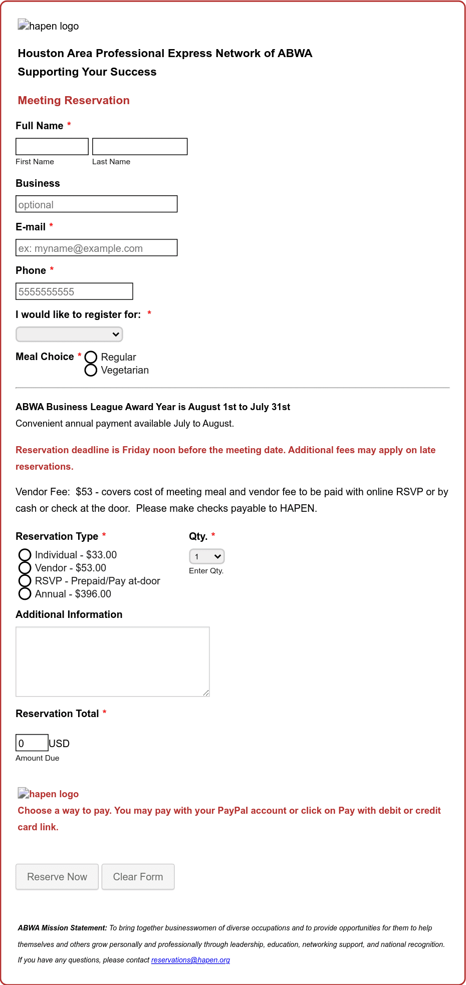 Meeting Reservations Form Template | Jotform
