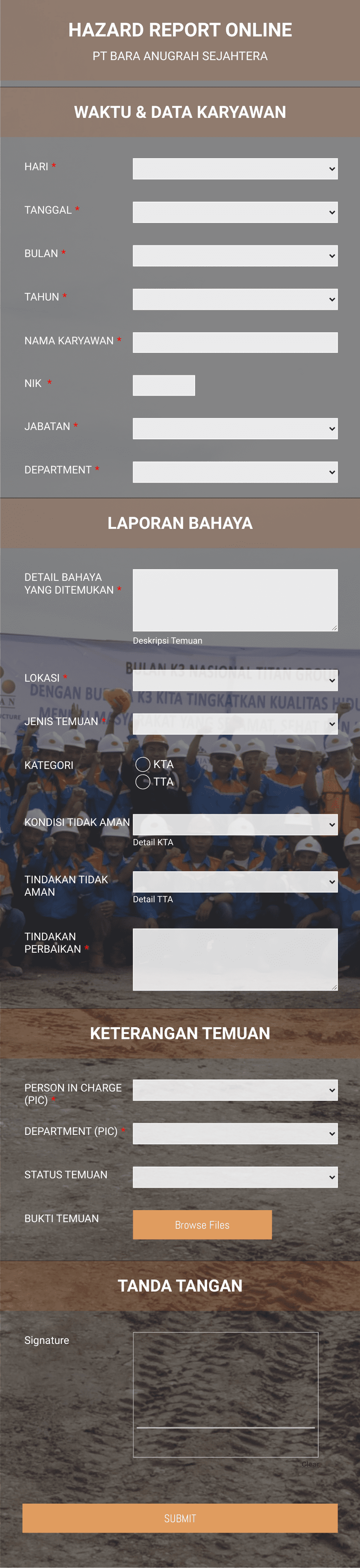 Hazard Report Online Template Formulir | Jotform