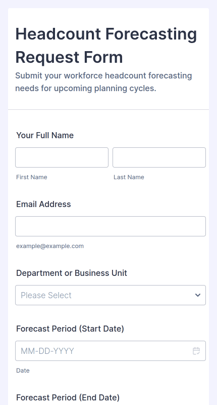 Headcount Forecasting Request Form Template | Jotform