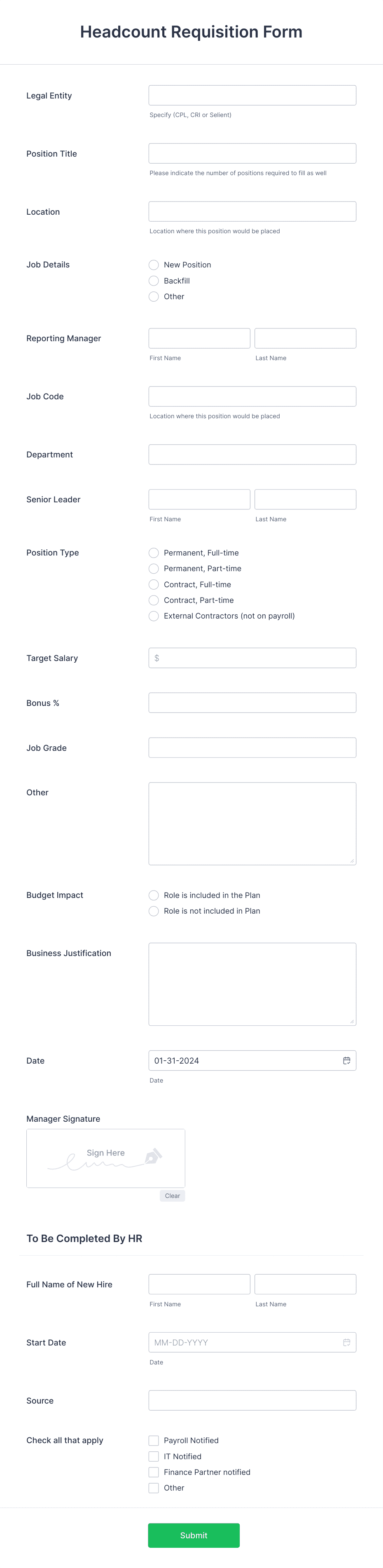 Headcount Requisition Form Template | Jotform