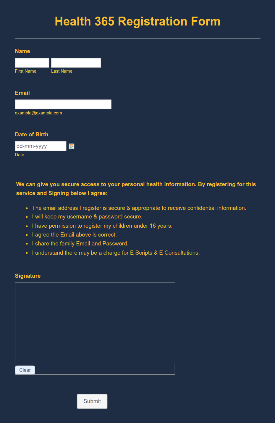 Health 365 Registration Form Template | Jotform