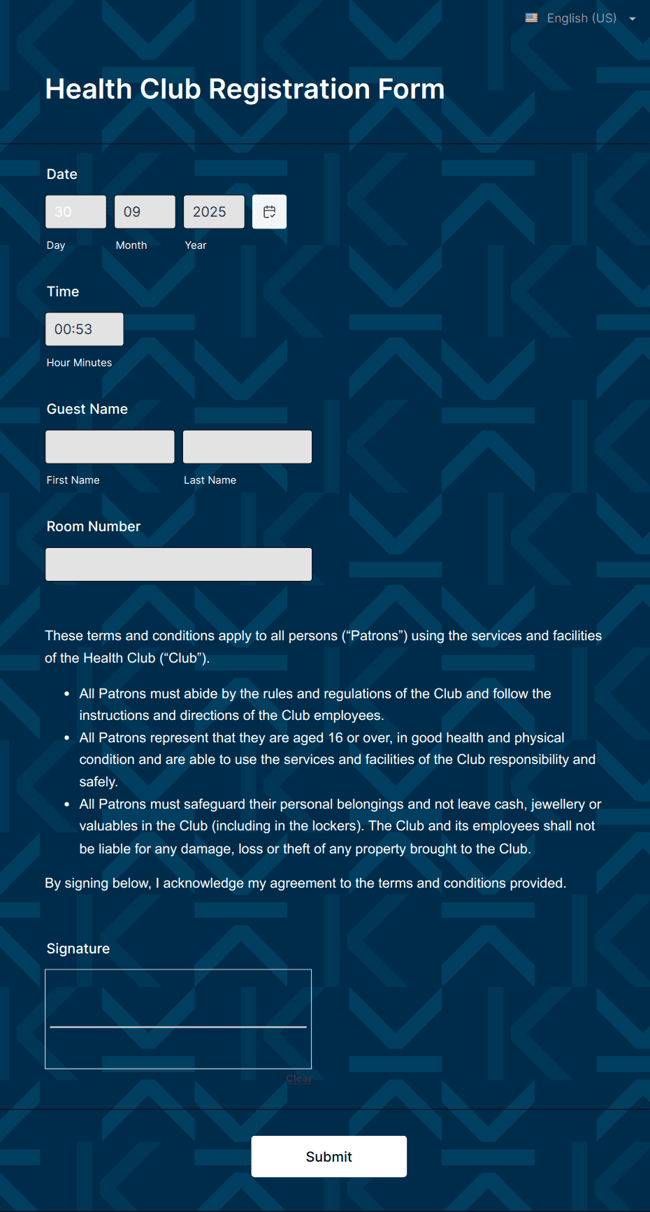 Health Club Registration Form Template | Jotform