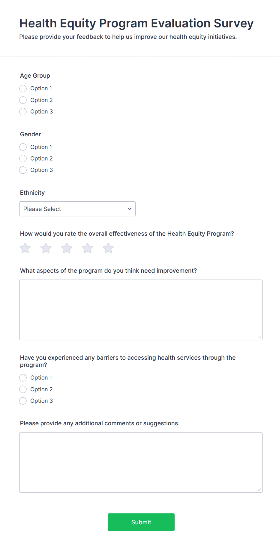 Health Equity Program Evaluation Survey Form Template | Jotform