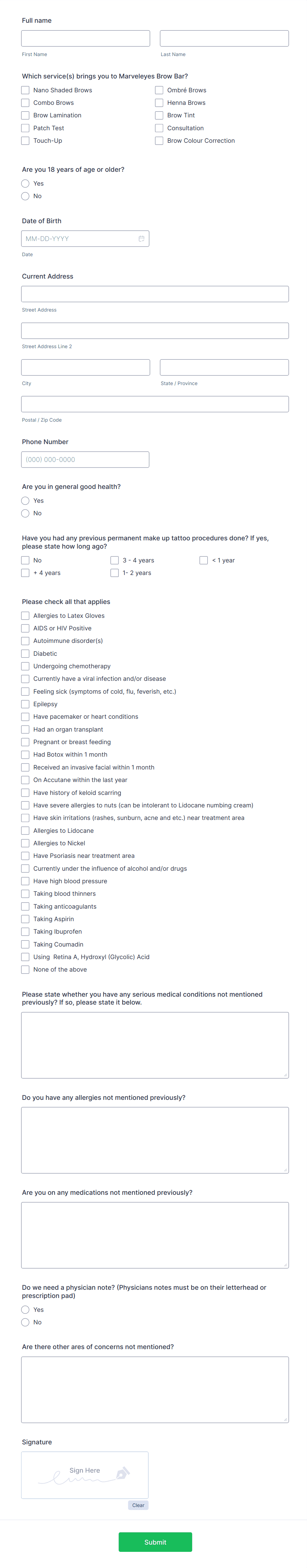 Health History General Survey Form Template | Jotform