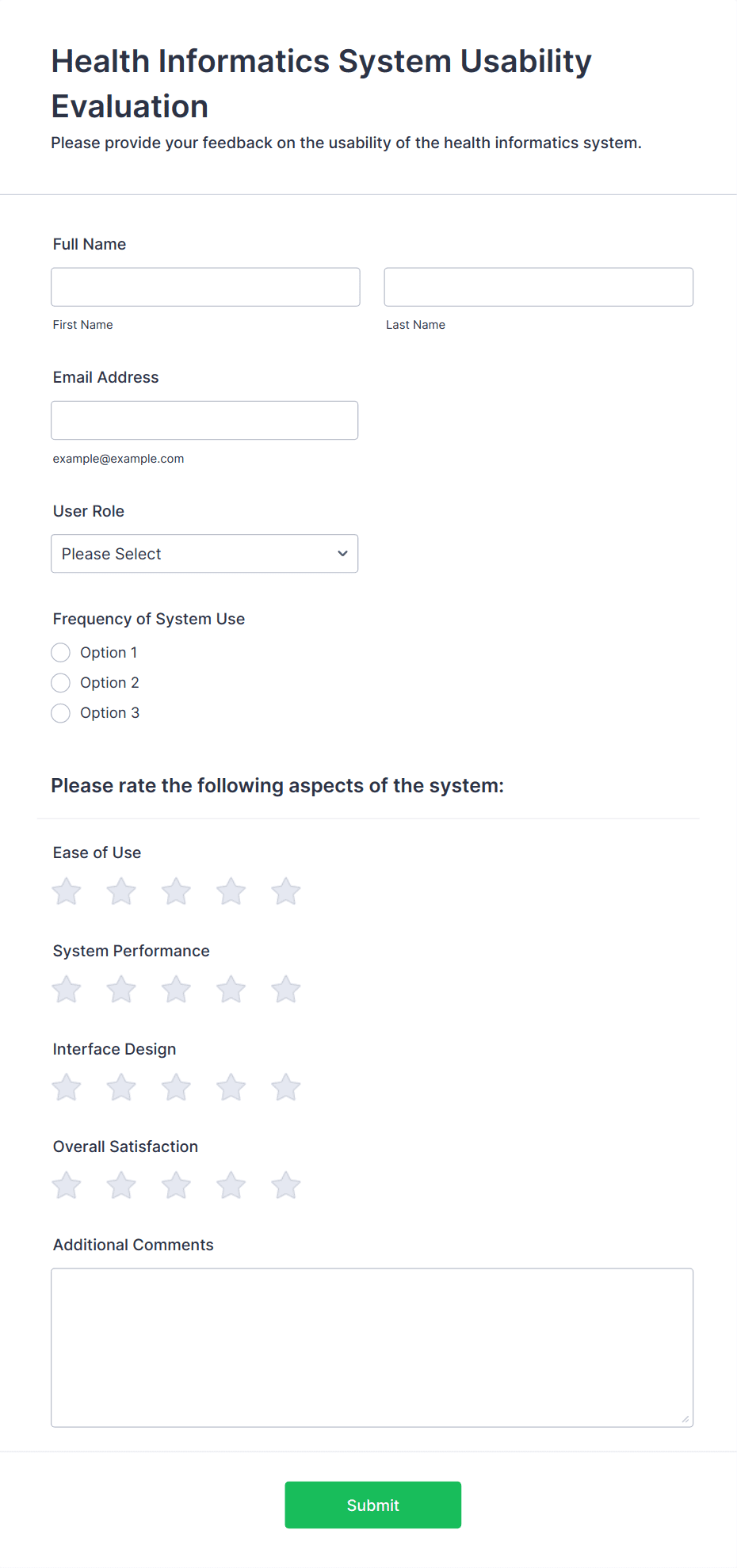 Health Informatics System Usability Evaluation Form Template | Jotform