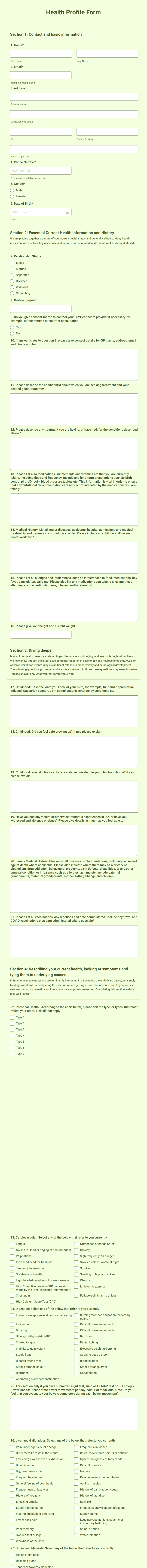 Health Profile Form Form Template | Jotform