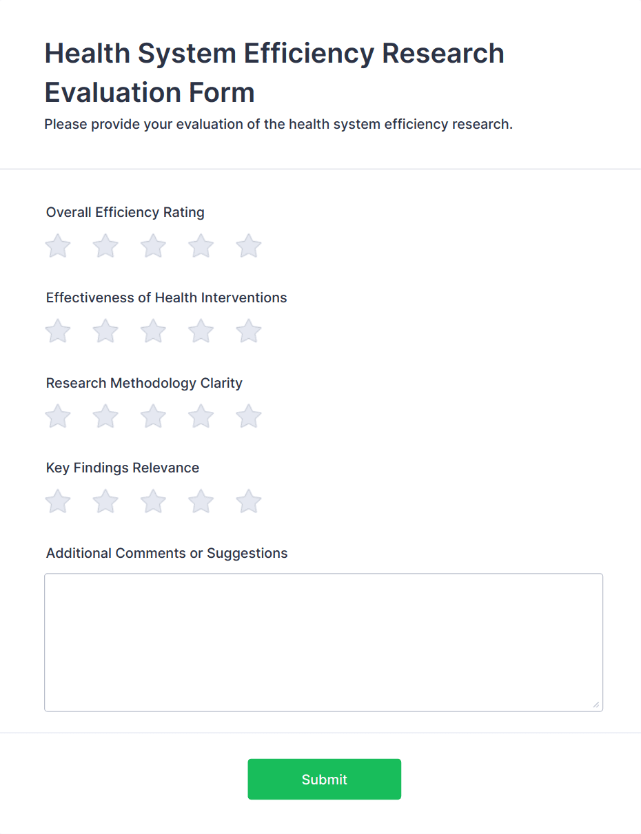 Health System Efficiency Research Evaluation Form Template | Jotform