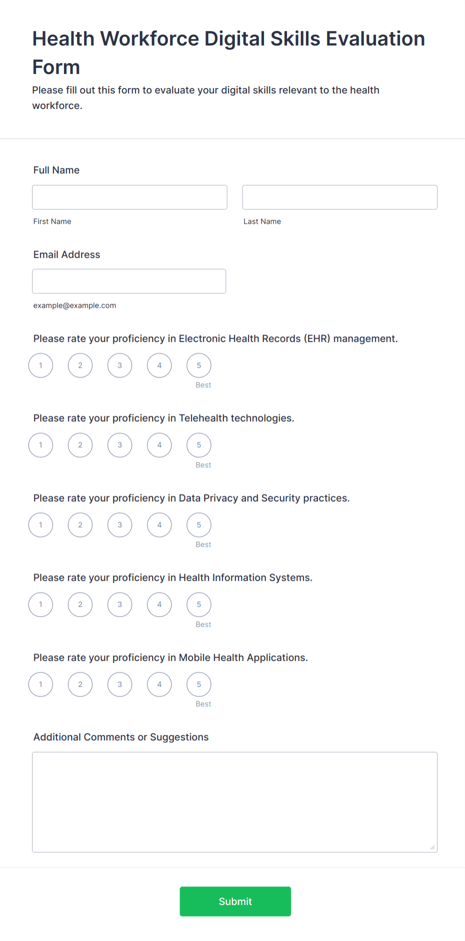 Health Workforce Digital Skills Evaluation Form Template | Jotform