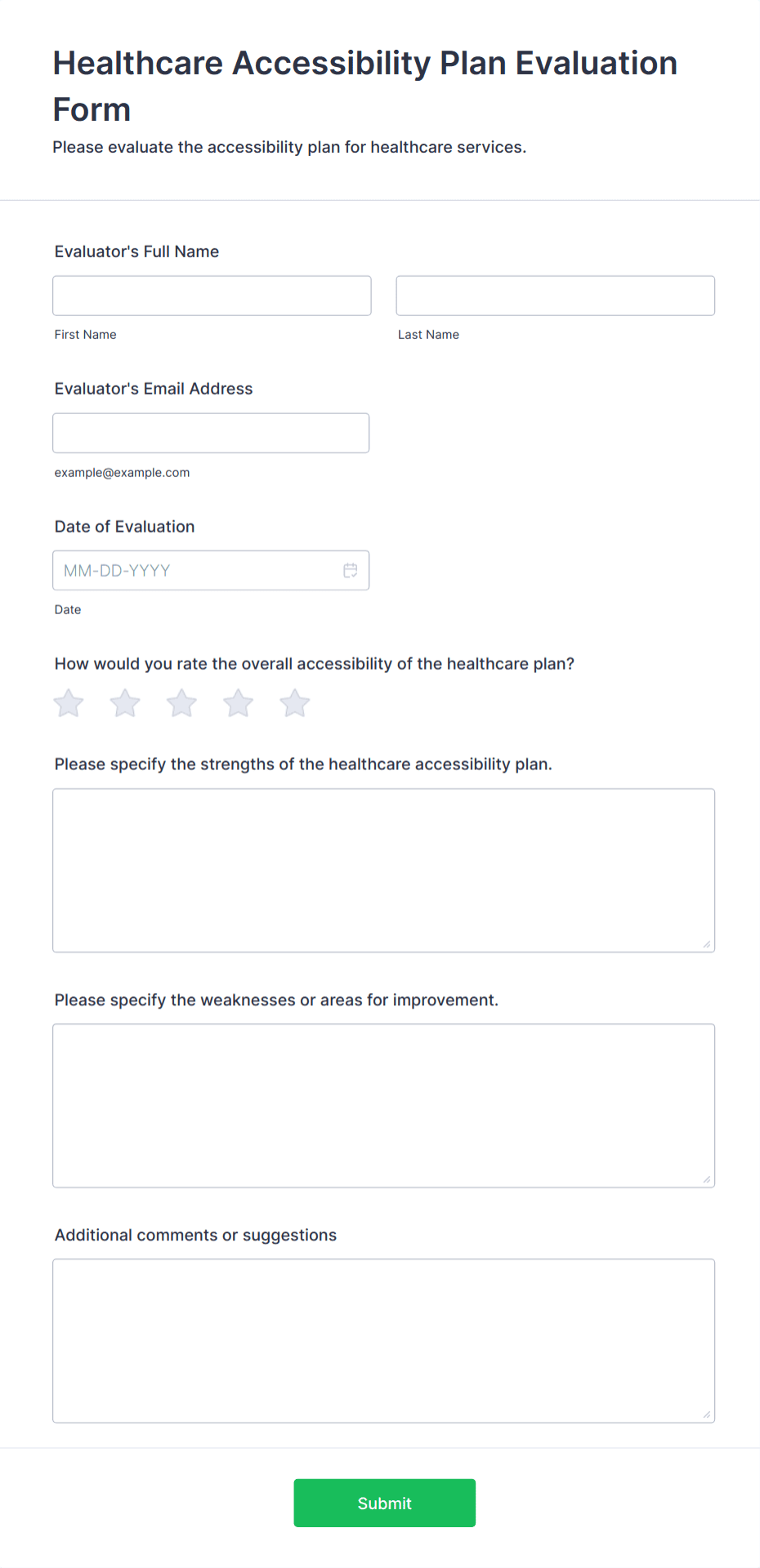 Healthcare Accessibility Plan Evaluation Form Template | Jotform