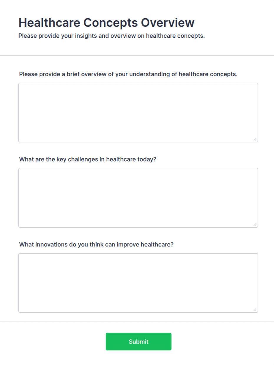 Healthcare Concepts Overview Form Template | Jotform