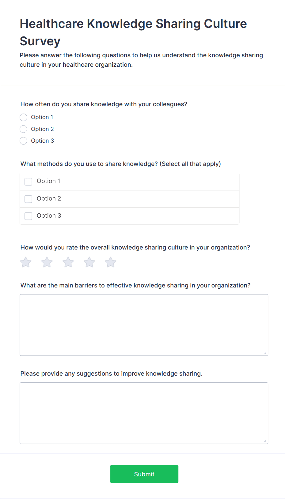 Healthcare Knowledge Sharing Culture Survey Form Template | Jotform
