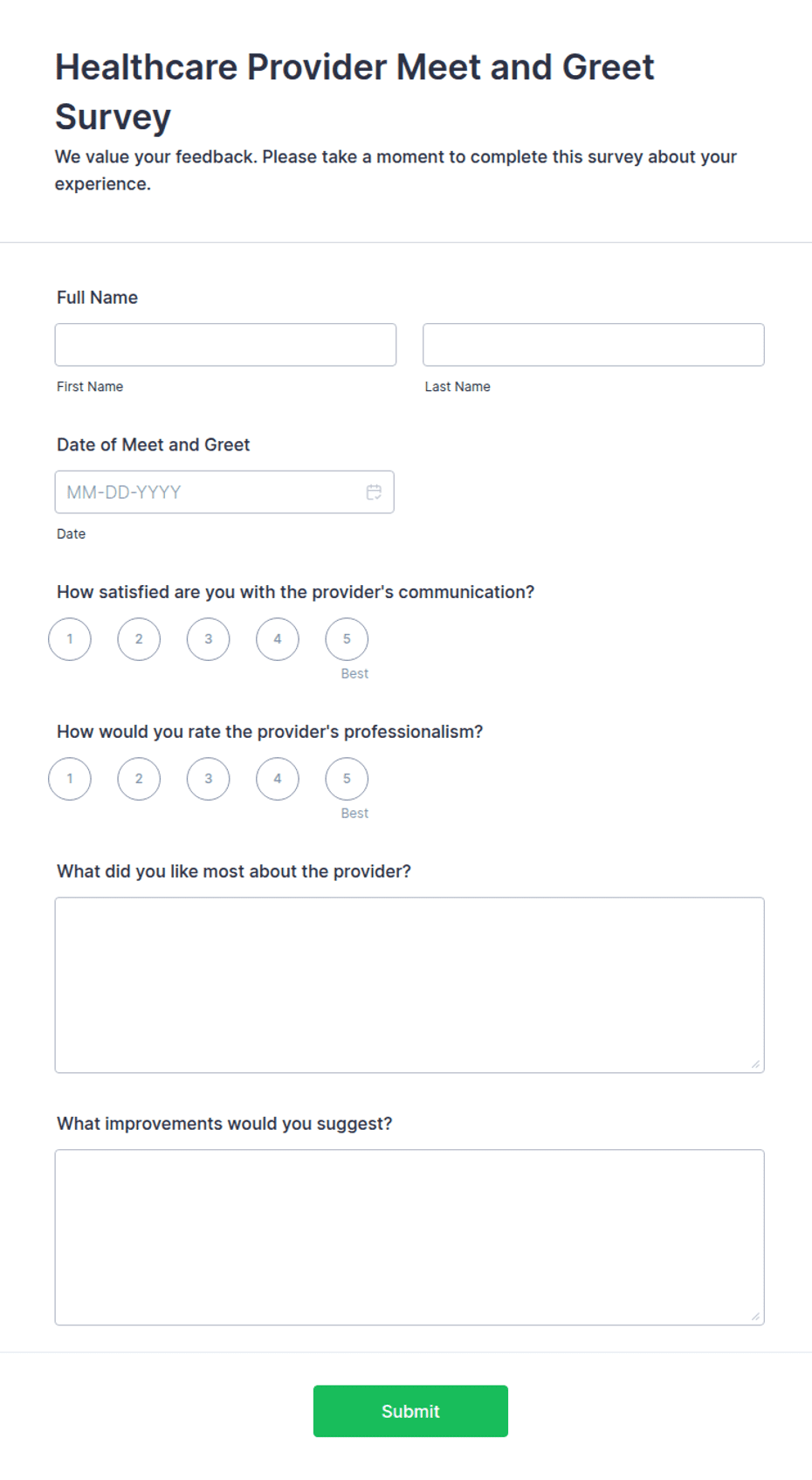 Healthcare Provider Meet and Greet Survey Form Template | Jotform
