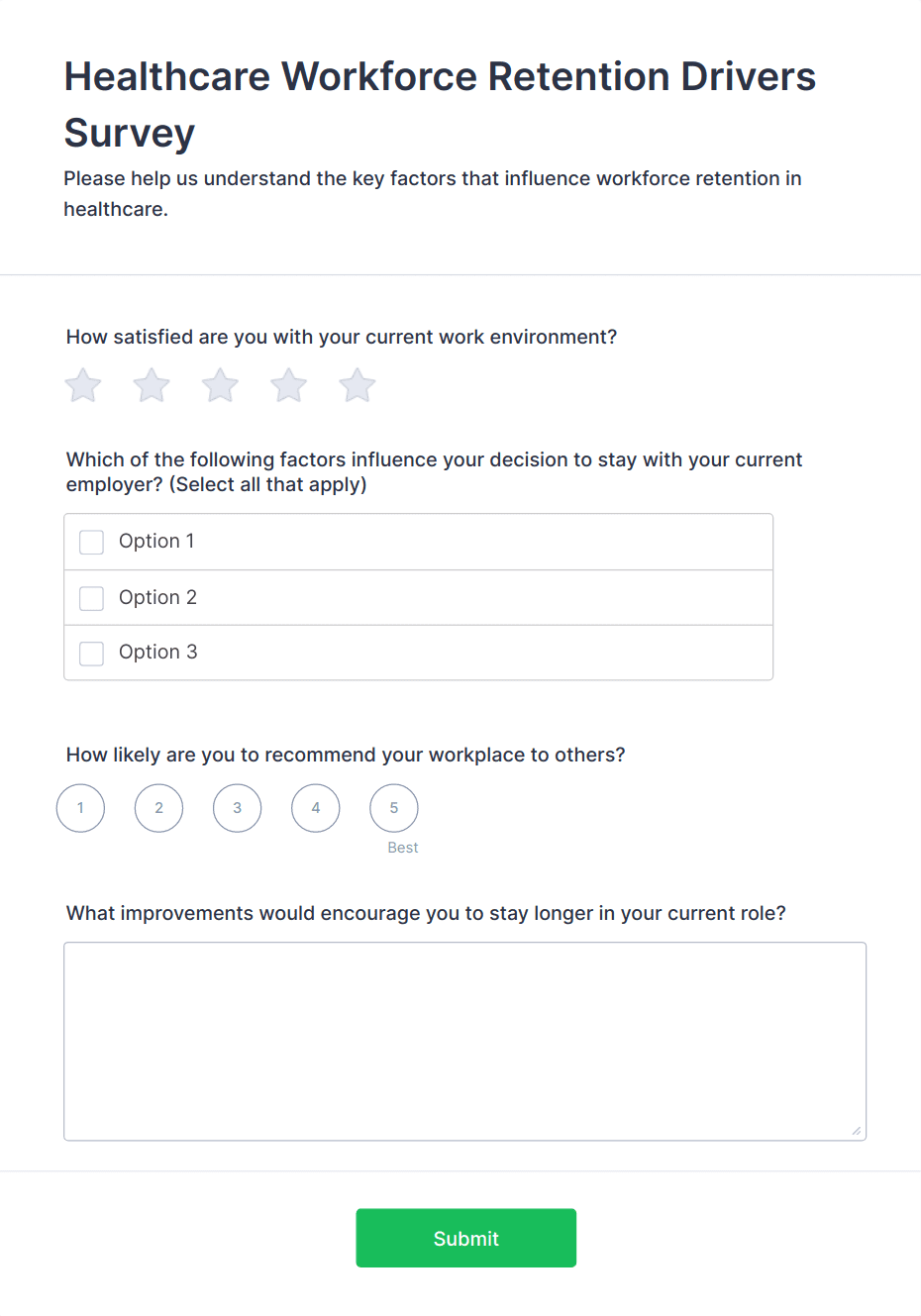 Healthcare Workforce Retention Drivers Survey Form Template | Jotform
