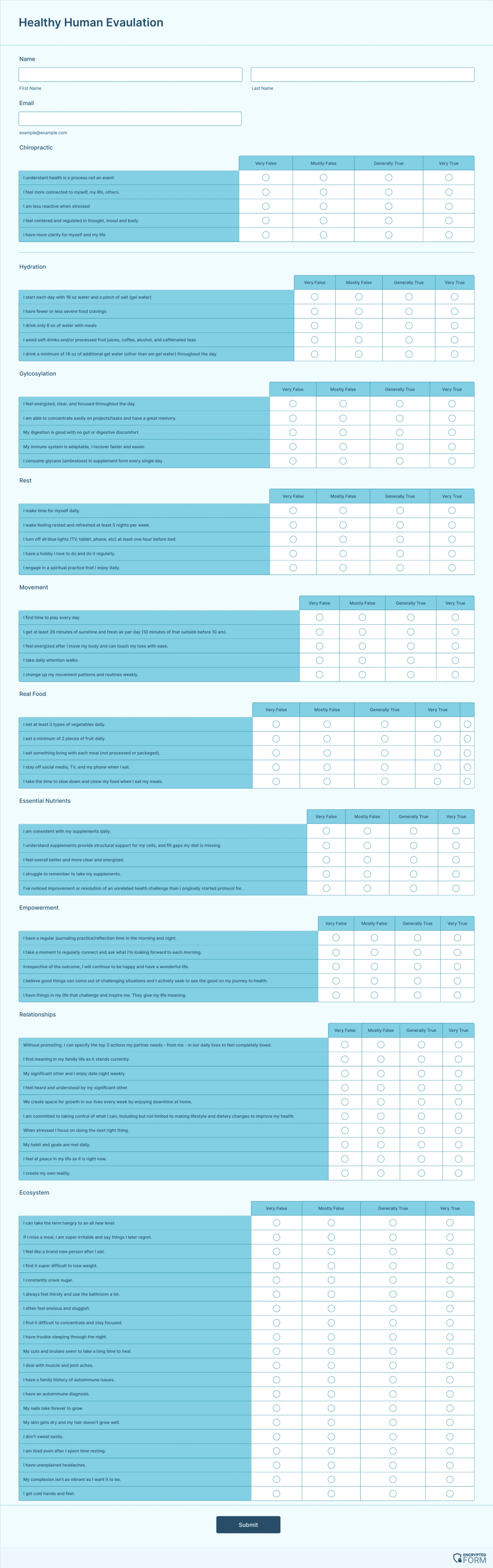 Healthy Human Evaluation Form Template | Jotform
