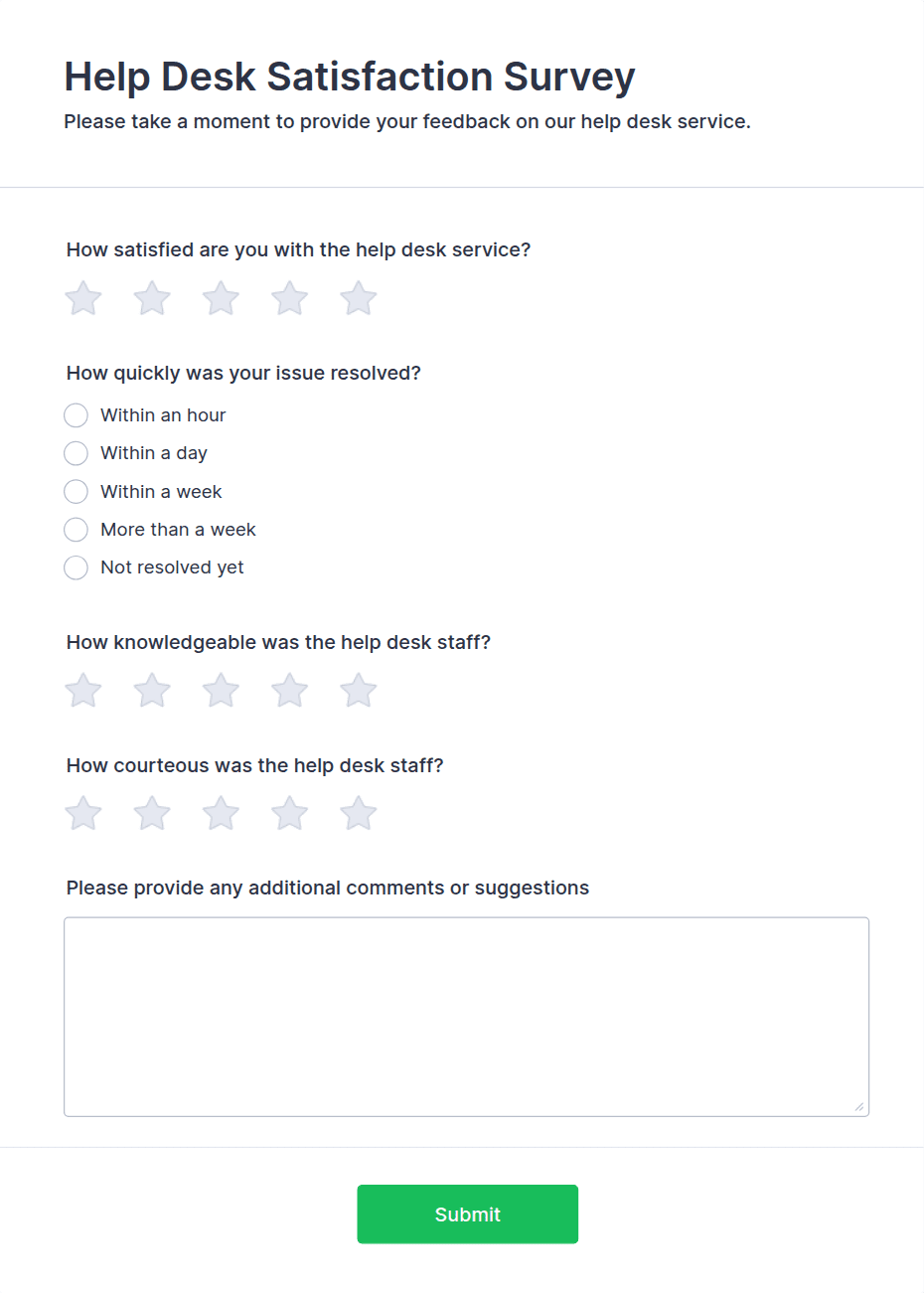 Help Desk Satisfaction Survey Form Template | Jotform