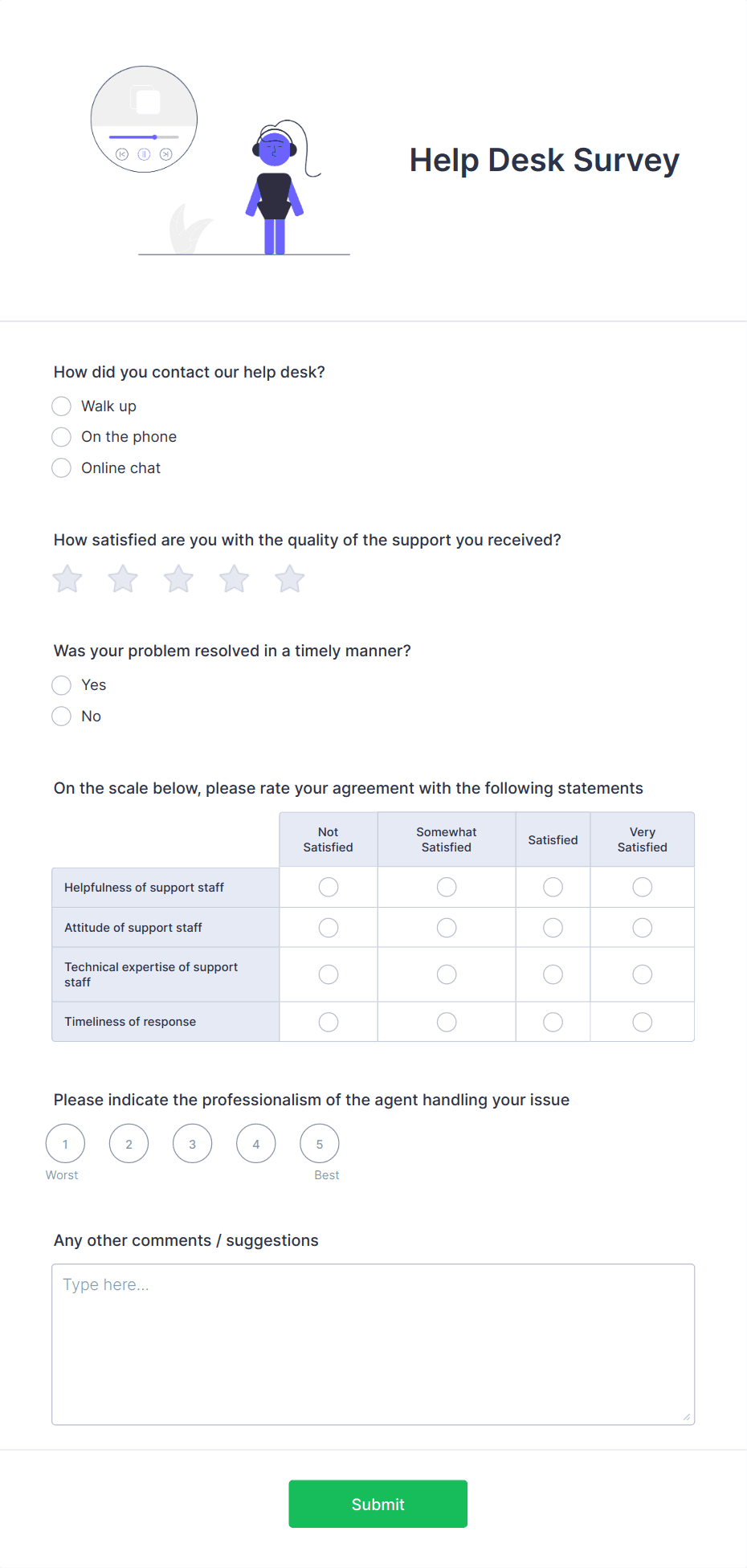 Help Desk Survey Form Template | Jotform