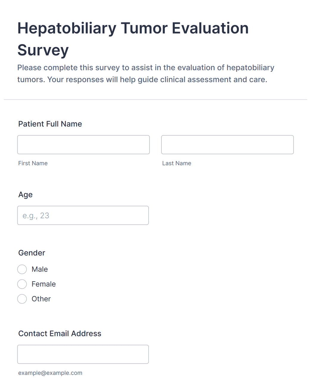 Hepatobiliary Tumor Evaluation Survey Form Template | Jotform