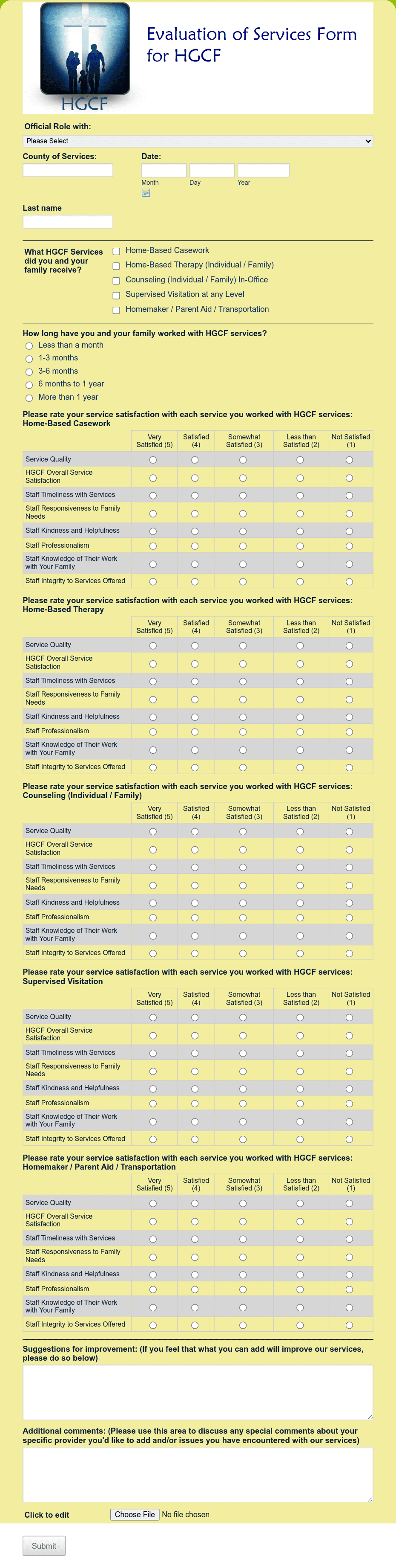 HGCF Official Outside Agency Evaluation Form Template | Jotform