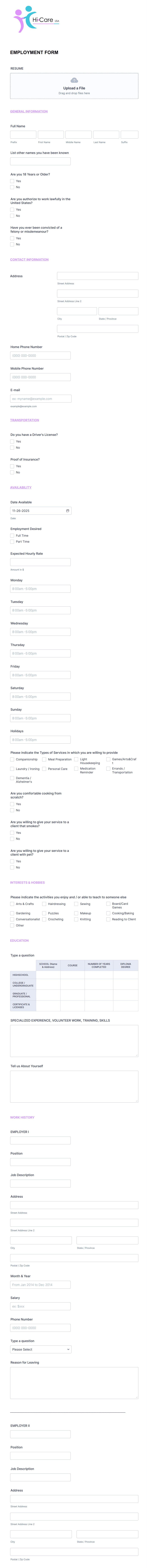 Employment Form Template | Jotform