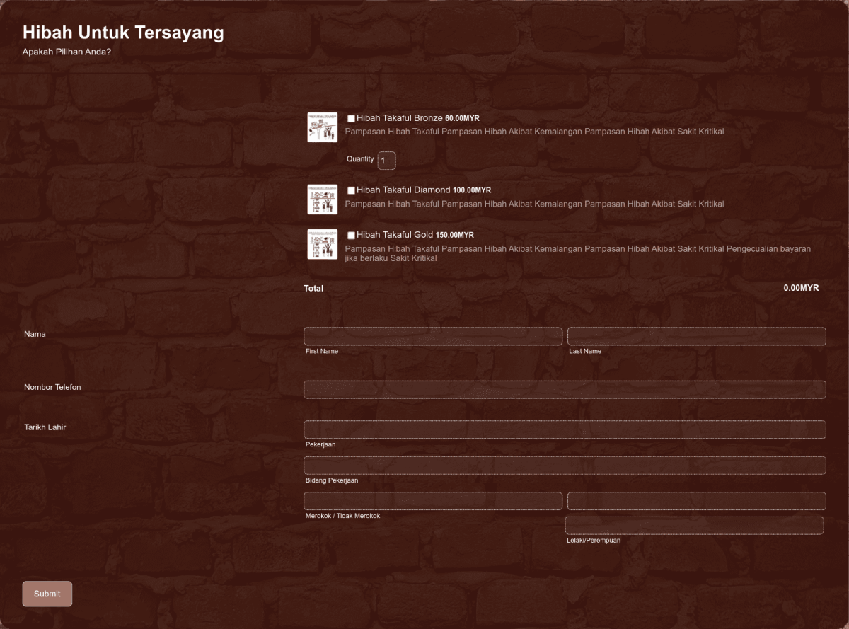 Hibah Takaful Untuk Tersayang Form Template | Jotform