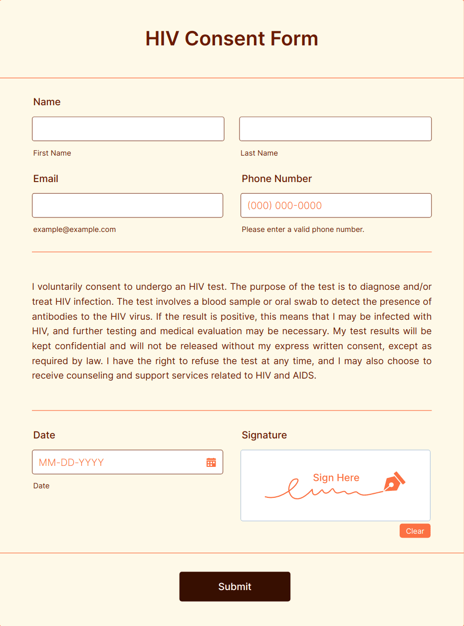 Hiv Consent Form Template | Jotform