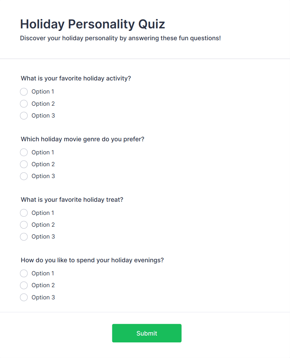 Holiday Personality Quiz Form Template | Jotform