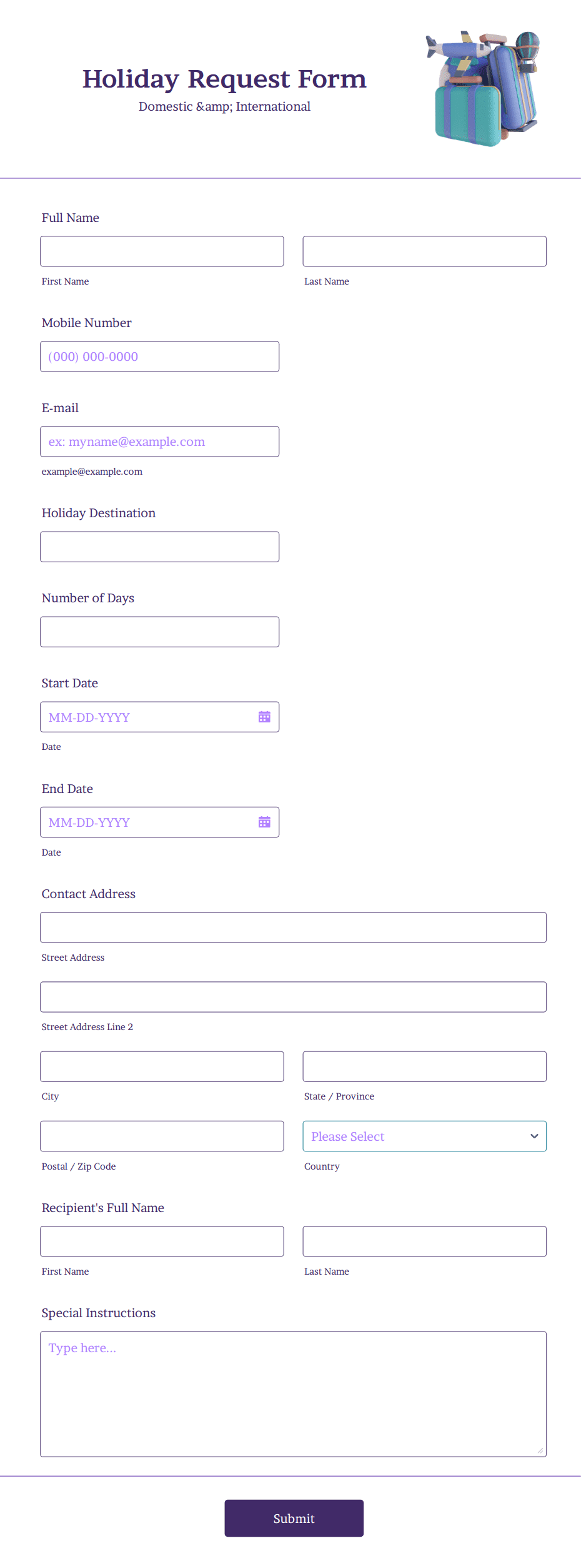 Holiday Request Form Template | Jotform