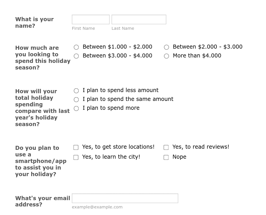 Holiday Survey Form Template | Jotform