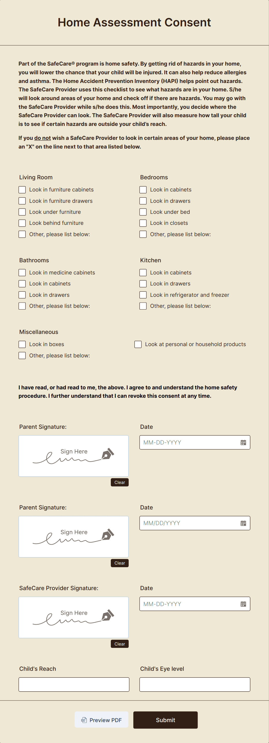 Home Safety Assessment Consent Form Template | Jotform