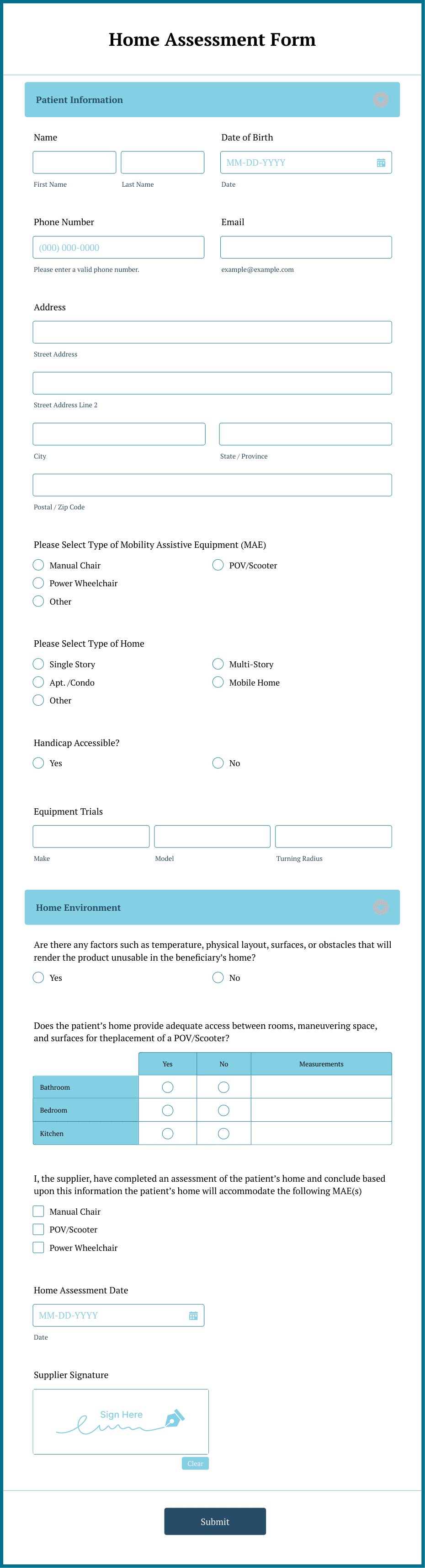 Home Assessment Form Template | Jotform
