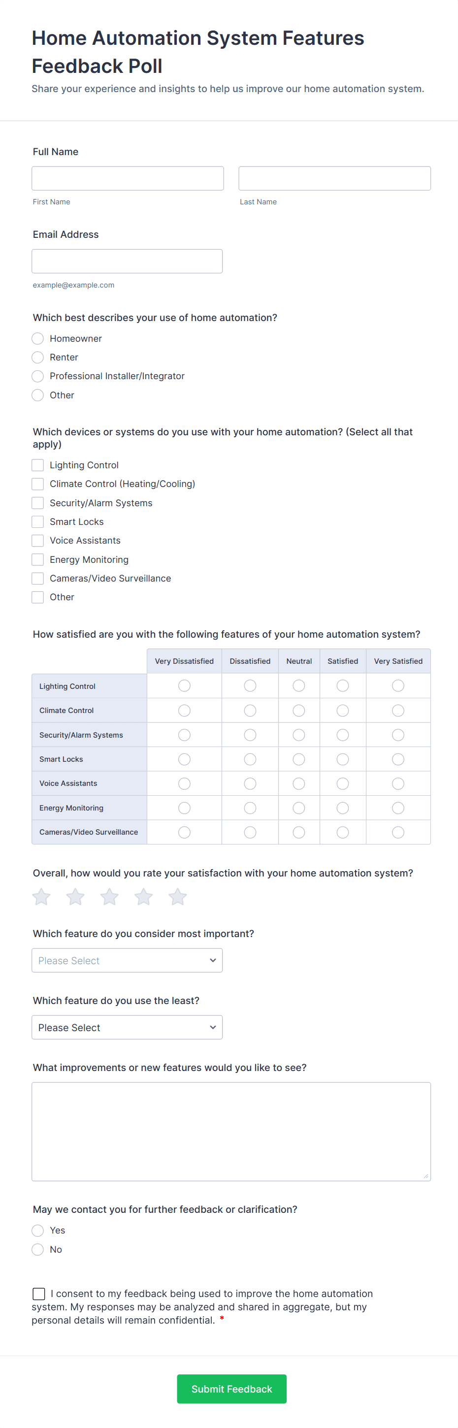 Home Automation System Features Feedback Poll Form Template | Jotform