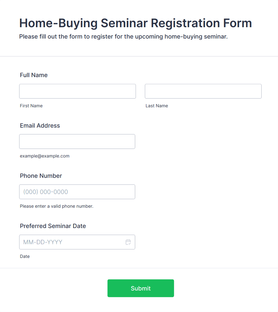 Home-Buying Seminar Registration Form Template | Jotform