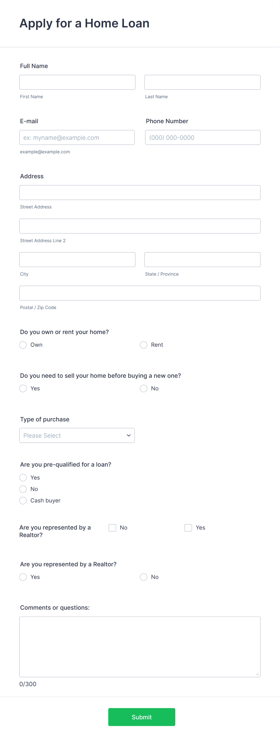 Home Loan Application Form Template | Jotform