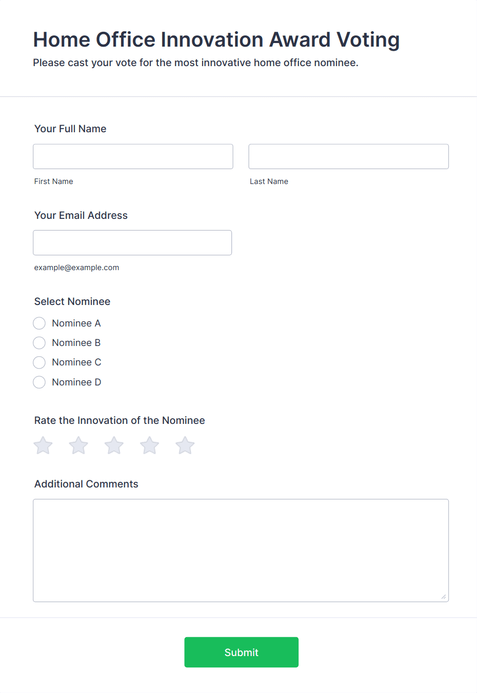 Home Office Innovation Award Voting Form Template | Jotform