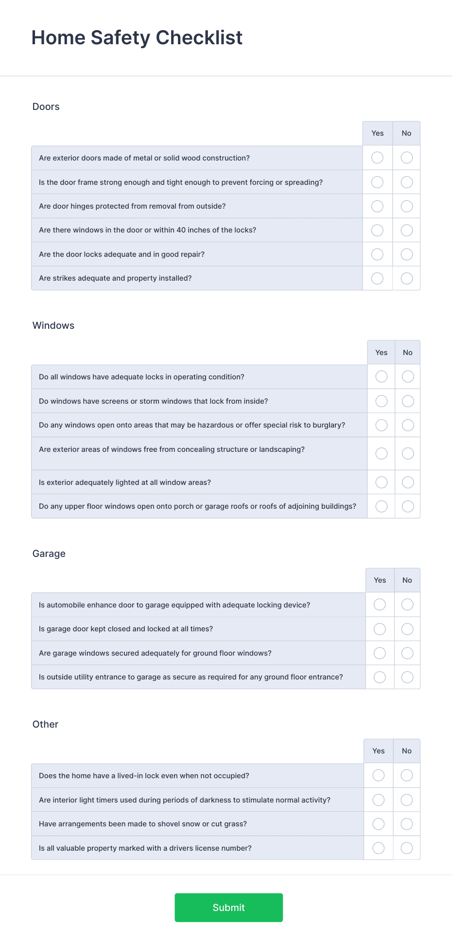 Home Safety Checklist Form Template | Jotform
