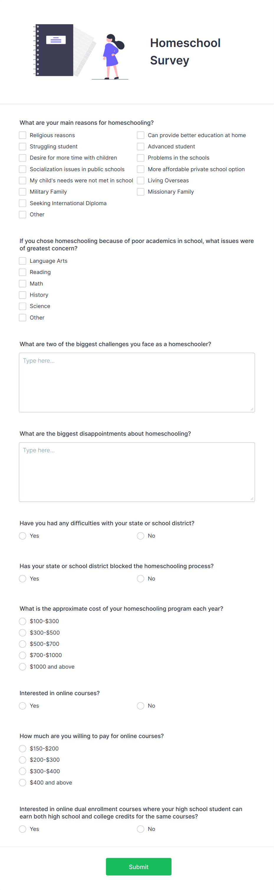 Homeschool Survey Form Template | Jotform