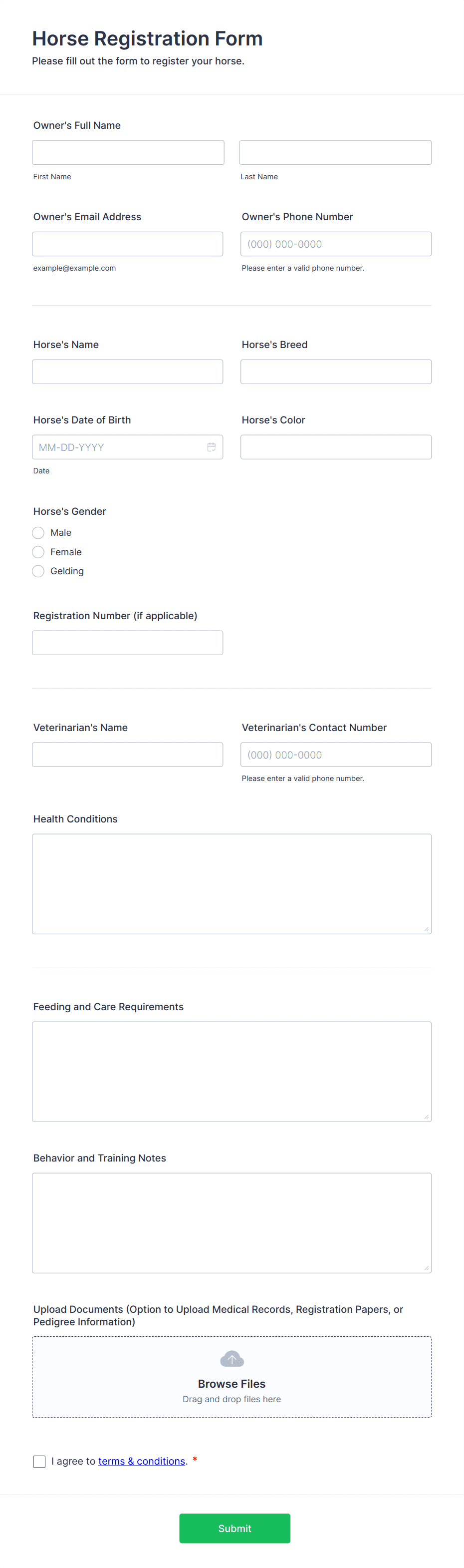 Horse Registration Form Template | Jotform