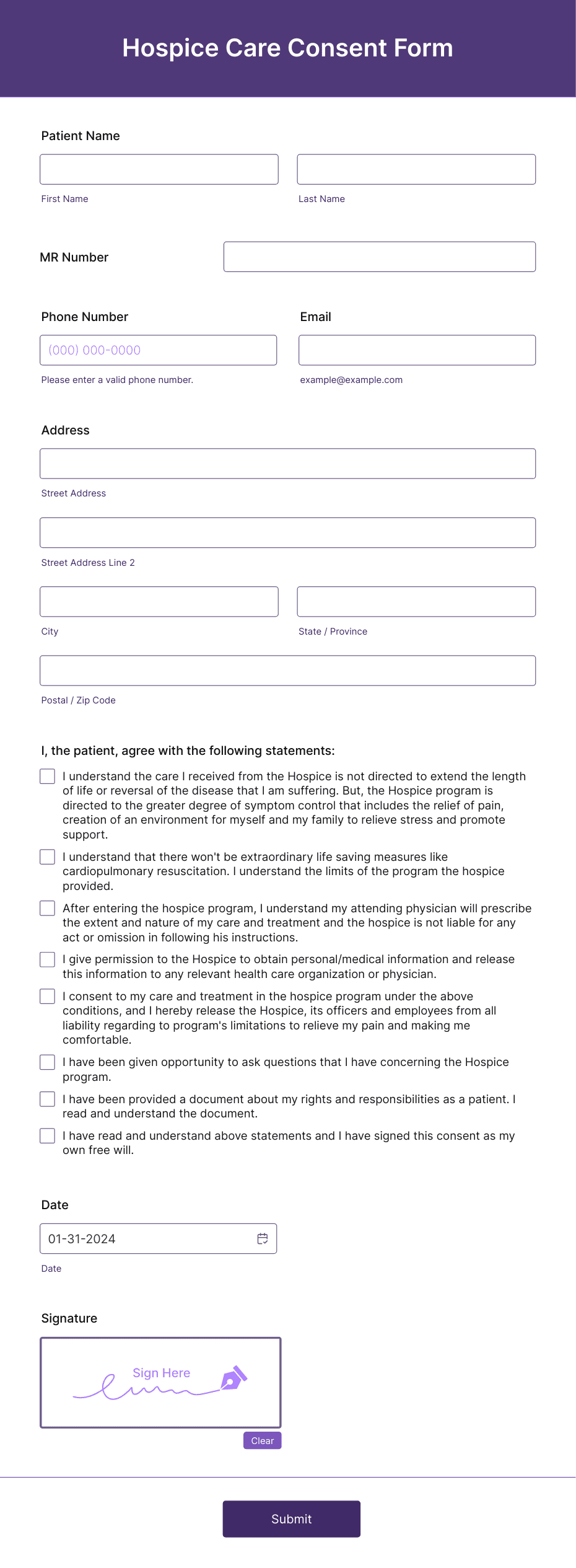 Hospice Consent Form Template | Jotform