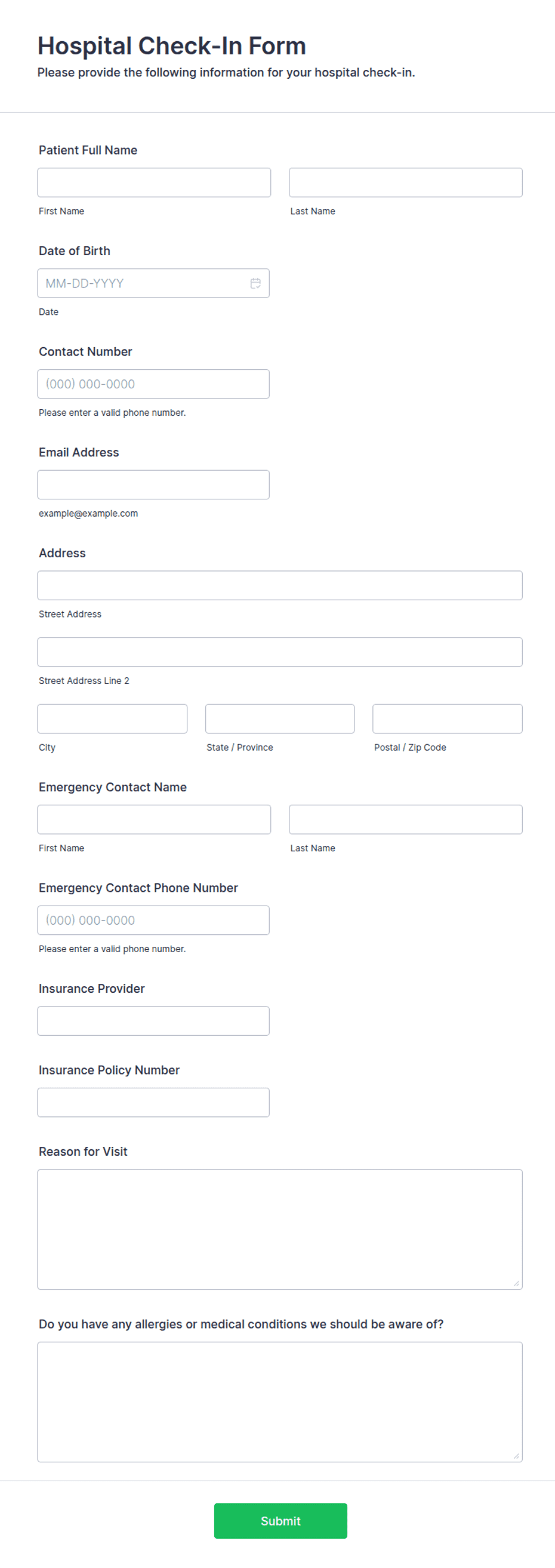 Hospital Check-In Form Template | Jotform