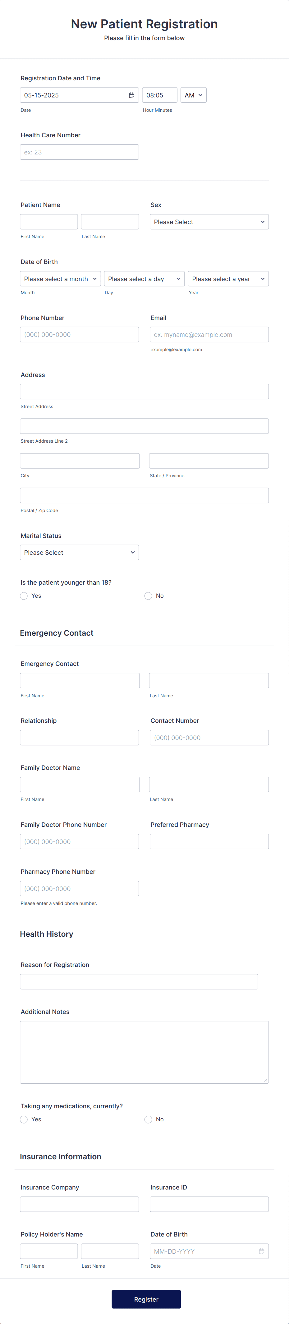 Hospital Patient Registration Form Template | Jotform